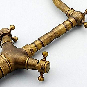 Y-LKUN Bathroom Sink taps Bathroom taps Copper Antique Faucet Basin Faucet Slotted Bathroom Basin Sink Hot Cold Taps Mixer Basin Brass Sink Mixer Taps Non-Concussive Bathroom Faucets