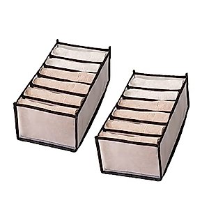 2PCS Clothes Organizer（7 Grids）Drawer Dividers for Clothes - Foldable Grid Storage Box with Multiple Layers