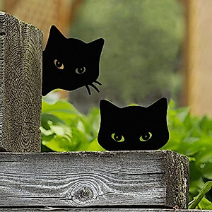 Qmetalart Black Cat Decorations Metal Garden Yard Art Decor Farmhouse Home Decor Outdoor Ornaments Décor Courtyard Lawn Gift Ideal for Cat Lovers Animal Silhouette Set of 2