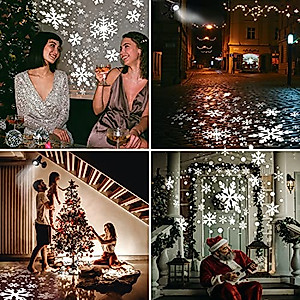 Christmas Snowflake Projector Lights Outdoor, Lasama Highlight Led Snowfall Projection, Waterproof Landscape Christmas Decorations Lighting for Xmas Home Party Wedding Garden Patio