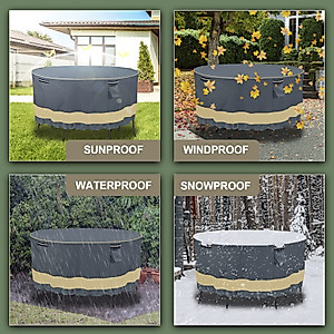 Round Patio Furniture Covers Waterproof & Heavy Duty 62 Inch, 600D Oxford Cloth Outdoor Patio Table Cover, 62" DIA x 28 H Patio Covers for Outdoor Furniture & Dining Table and Chairs Set
