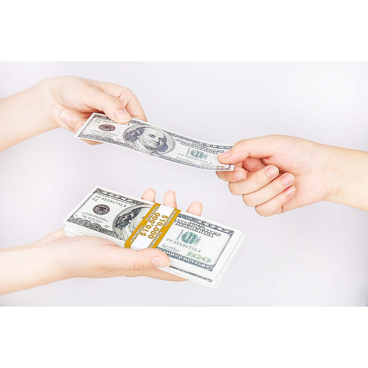 Money Bands - 400 Pack Currency Straps - Vibrant Colors Coded Bank Standard Money Wrappers with Self Sealing - 10 Different Denominations Including Blank Money Straps 7.50 x 1.25 Inches (400 Pack)