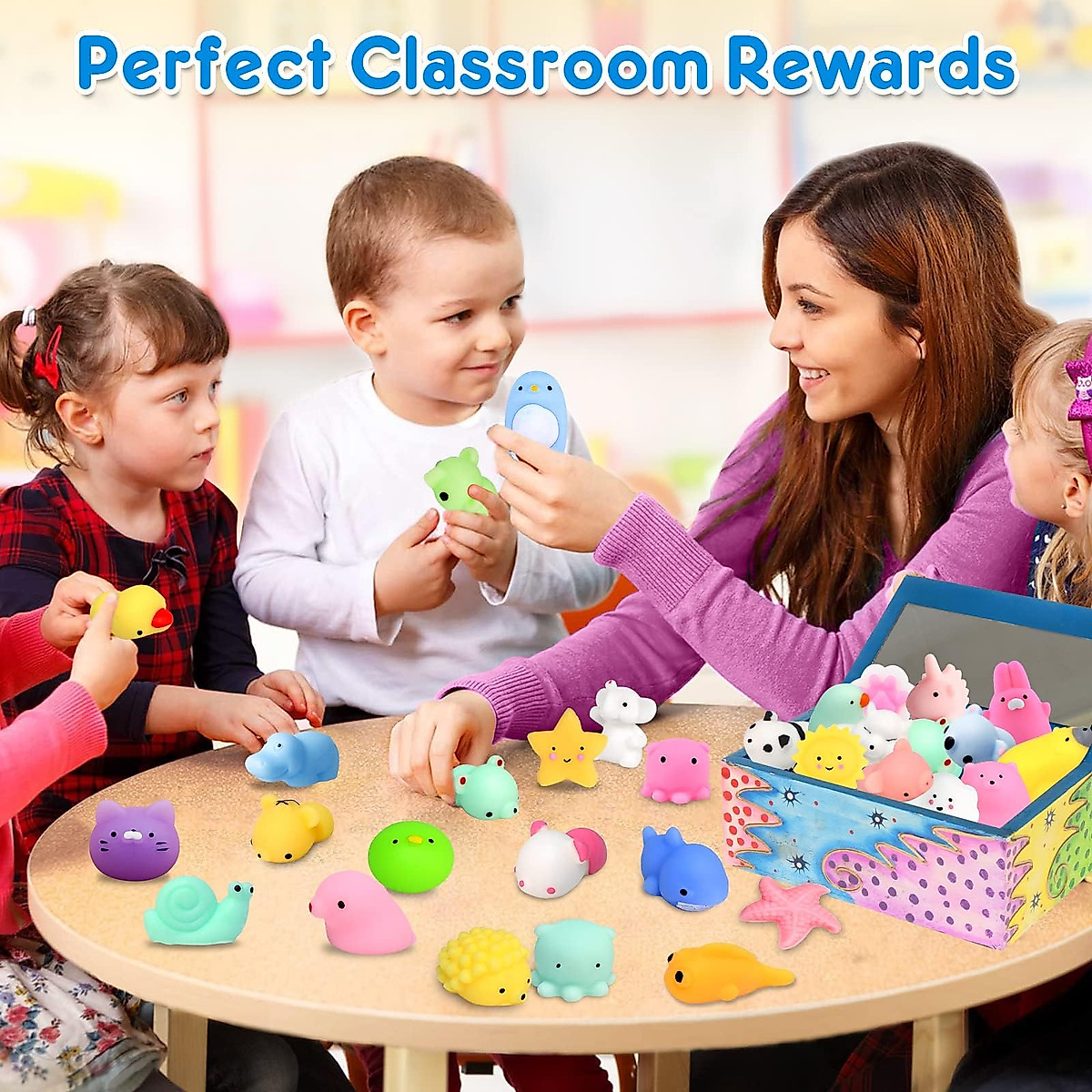 Mochi Squishy Toys FLY2SKY 28PCS Animal Mini Squishies Kawaii Party Favors for Kids Cat Unicorn Squishy Squeeze Stress Relief Toys Goodie Bags Novelty Toy Easter Gifts for Boys Girls Adults, Random