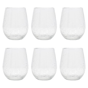 Tag True Living Bubble 14 ounce Glass Stemless Wine Tumbler Set of 6, Perfectly Clear