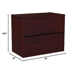 HON 10500 Series Two-Drawer Lateral File 36w x 20d x 29-1/2h Mahogany
