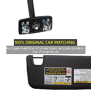 Dasbecan Black Left Driver Side Sun Visor Compatible with Jeep Wrangler JK 2007-2018 Replaces# 6CJ07DX9AA