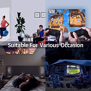 GRC Mini Projector, 1080P HD Supported Portable Movie Projector with 45000 Hrs LED Lamp Life, Compatible with TV Stick Video Game HDMI USB AV DVD for Multimedia Home Theater, Projector for outdoor