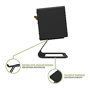 Kanto SE2 Elevated Desktop Speaker Stands for Small Speakers & Compact 2”-3” Studio Monitors | 3.8” Tall | Supports 7.1 lbs | Damping 1.5 mm Silicone Padding | Pair | Black