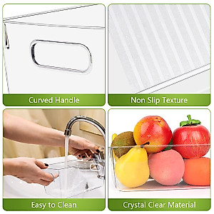 Set Of 10 Refrigerator Pantry Organizer Bins, Clear Plastic Food Storage Bins for Kitchen, Countertops, Cabinets, Fridge, Freezer, Bedrooms, Bathrooms, Clear Plastic Pantry Storage Containers