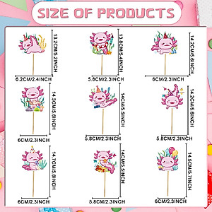 Wxiben Axolotl Birthday Cupcake Toppers - 36PCS Axolotl Birthday Decorations Cute Axolotl Party Cake Topper Decorations Supplies Axolotl Salamander Baby Shower Cupcake Toppers Decor for Kids Girls