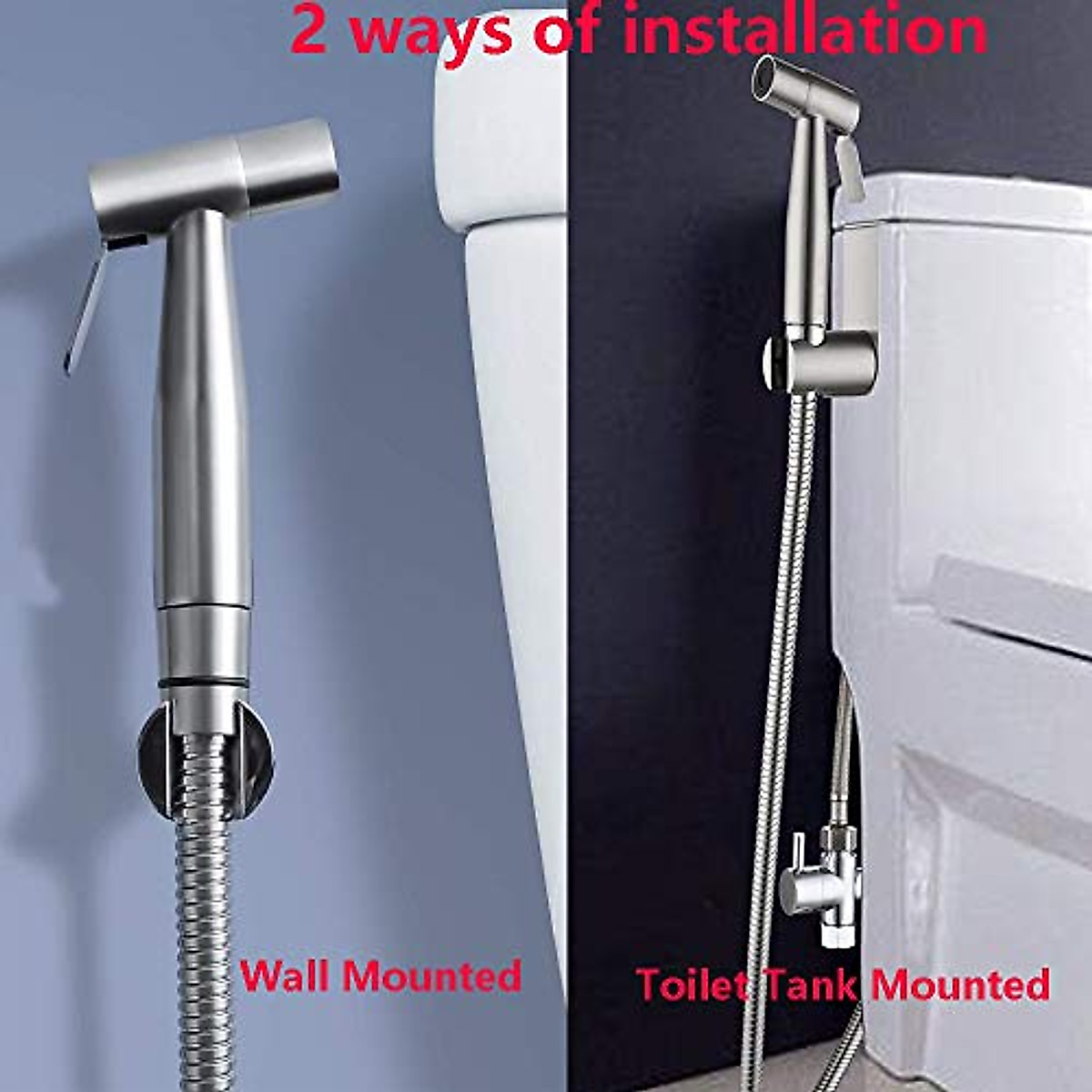 Handheld Bidet Toilet Sprayer，Stainless Steel Bathroom Personal Hygiene Bidet Sprayer Set，Baby Cloth Diaper Sprayer,Shower Sprayer for Pet, Feminine Hygiene