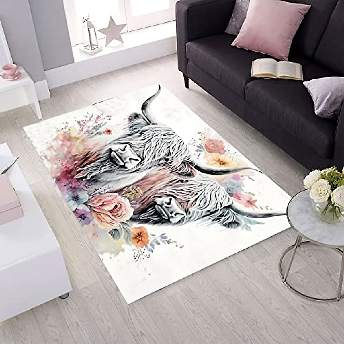 ALFUSA Animal Mushroom Skull Area Rug Indoor Print Carpet Non Slip Kitchen Living Room Bedroom Dining Room