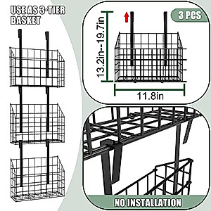 3 Pack Over The Cabinet Door Organizer, Over Doors Wall Mounted Hanging Baskets Organizing for Cutting Board Foils Cookie Sheet and plate, Metal Storage Holder Rack for Kitchen Bathroom Pantry