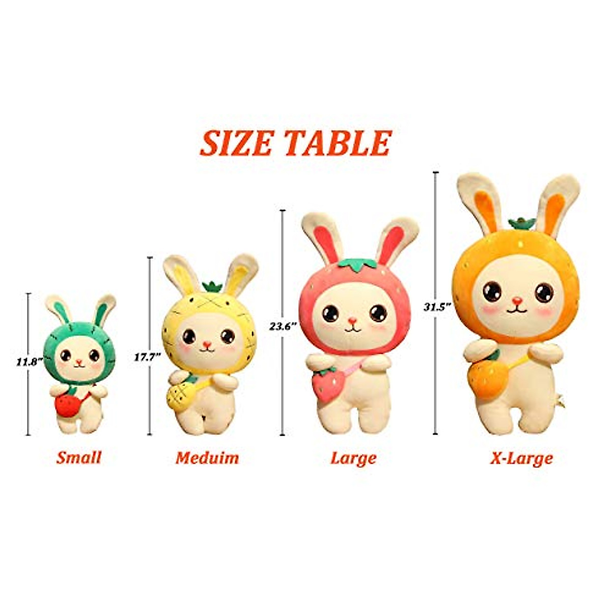 Bunny Plush Cute Strawberry Bunny Stuffed Animal 12inch,Pink Bunny Pillow,Strawberry Rabbit with Backpack,Soft Bunny Doll for Boys and Girls