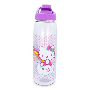 Silver Buffalo Sanrio Hello Kitty and Joey Mouse Rainbow Plastic Water Bottle With Screw-Top Lid | BPA-Free Plastic Sports Jug With Leakproof Lid | Holds 28 Ounces