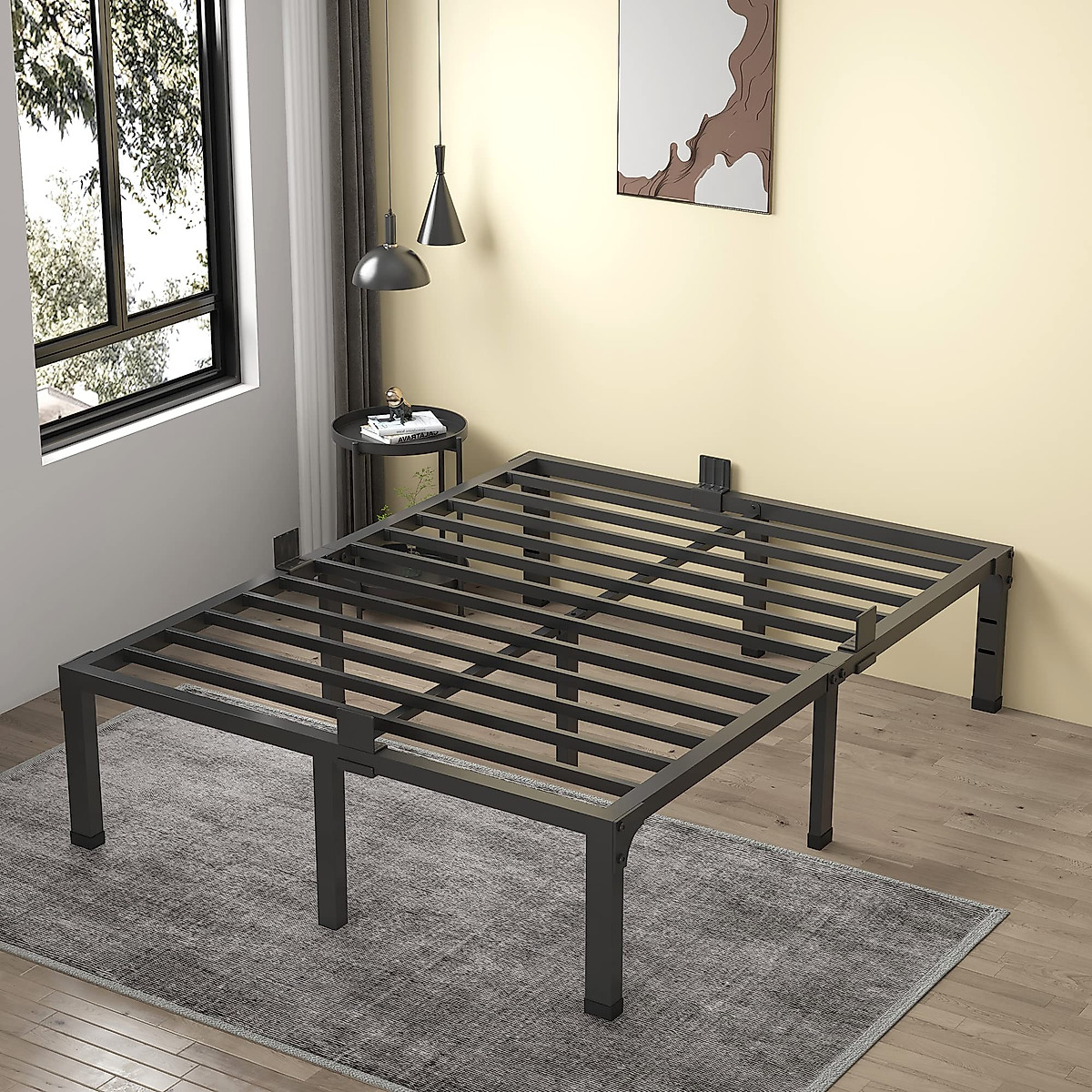 MAF 12 Inch King Size Bed Frames with Mattress Slide Stopper Black Heavy Duty Metal Platform Bed Frame Steel Slat Support, No Box Spring Needed, Noise Free, Easy Assembly