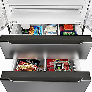 KoolMore RS-FR22 Counter Depth 22.5 Cu.Ft French Door Refrigerator with Automatic Ice Maker Stainless-Steel Fridge, Silver