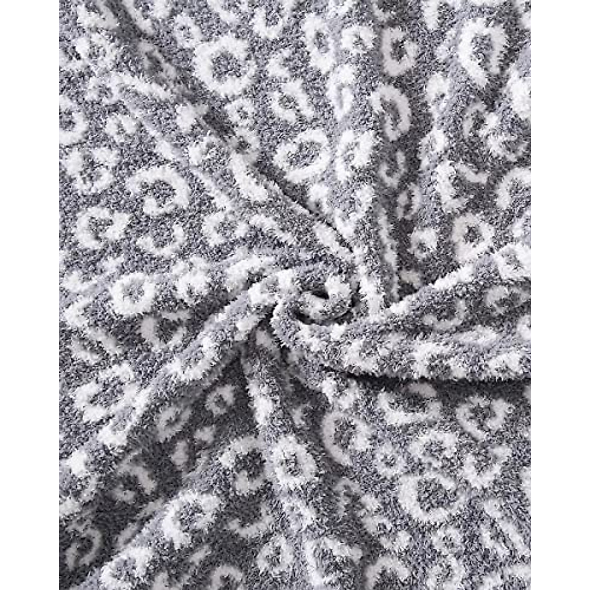 Panku Super Soft Leopard Throw Blanket, Cozy Warm Cheetah Fleece Blankets for Couch and Sofa, Knit Reversiable Luxury Fluffy Blanket Throw Light Grey 50x60 Inches