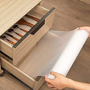 SinhRinh Shelf Liner, Non-Adhesive Drawer Liner, Double Sided Non-Slip Cabinet Liner 17.5IN x 10FT Cuttable and Washable for Kitchen, Shoe Rack and Refrigerator - Clear