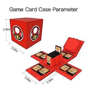 UFOPETIE 16 in 1 Game Storage Box for Switch Game Cards Mario Games Cube up to 16 Games,for Nintendo Switch Game Card Case Cube Nintendo Switch Game Storage Box Mario Mushrooms Thumb Grip 2PCS