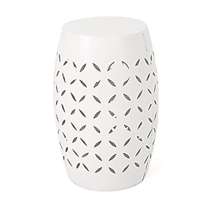 Christopher Knight Home Jorell Indoor Lace Cut Iron Accent Table, White 12.25 in x 12.25 in x 18.0 in
