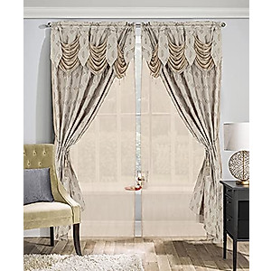 Glory Rugs 2pc Curtain Set with Panel Attached Valance and Backing 55"X84" Each Ragad Collection