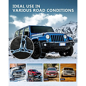 SCITOO QG2228CAM Snow Chains for Car Pickup Trucks SUV,Universal Emergency Tire Traction Chain,Anti-Skid Thickening Tire Chains Width 225 235 245 255 265 275 285 295(15" 16" 17" 18" 19" 20")- Set of 2