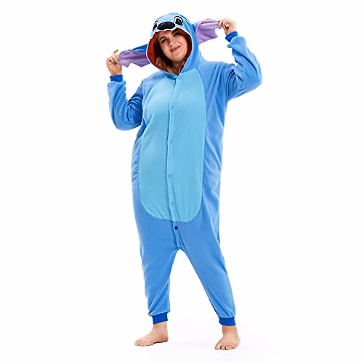 ZEALOVE Unisex Adult Stitch Onesie Animal Pajamas Halloween Cosplay Costumes Party Wear X-Large, Blue