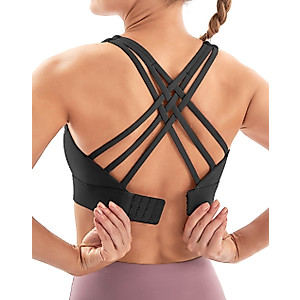 IUGA Sports Bras for Women High Support Large Bust High Impact Womens Sports Bras Strappy Padded Sports Bra Black