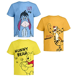 Winnie The Pooh, Tigger & Eeyore Graphic T-Shirts (3 Pack) Baby/Toddler to Kid 2T Lb/Or/Y SS