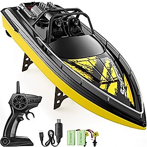 SYMA RC Boat for Adults and Kids, Q12 2.4GHz 1:28 Scale High-Speed Remote Control Boat with 40 Mins Play Time, Dual Motors, 2 Batteries, Low Battery Reminder, Gift Toys for Boys Girls