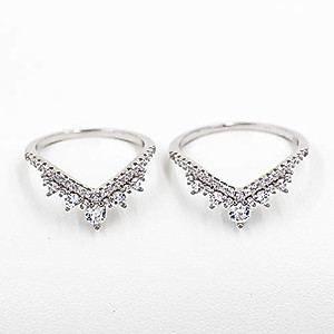 Women's Brilliant Cut Round CZ Band Guard Enhancers Engagement Stacking Wedding Ring Set 925 Sterling Silver (size 6)