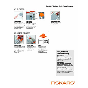 Fiskars SureCutTM Deluxe Craft Paper Trimmer + Replacement Blades Bundle - 12” Cut Length - Grid Lines - 2 Blade Pack