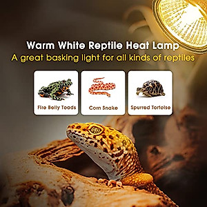 Heat Lamp Bulbs for Reptile, WEEGrow Warm White UVA Basking Light for Reptiles, Bearded Dragon Tank Accessories, Dimmable Reptile Heat Lamp 50W, Heat Bulb for Turtle Chicken Snake Gecko Lizard, 2 Pack