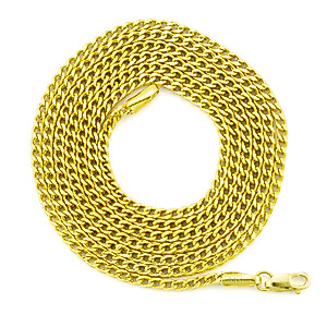 Nuragold 14k Yellow Gold 2.1mm Franco Wheat Spiga Foxtail Chain Pendant Necklace, Mens Womens Jewelry 14" 16" 18" 20" 22" 24"