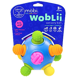 Mobi Woblii Activity Toy - Montessori Toys for 3 Month Old and Up, Sensory Ball Toy for Babies & Toddlers, Teething Toy Made with Food Grade Silicone, BPA and Phthalate Free - Pack of 1