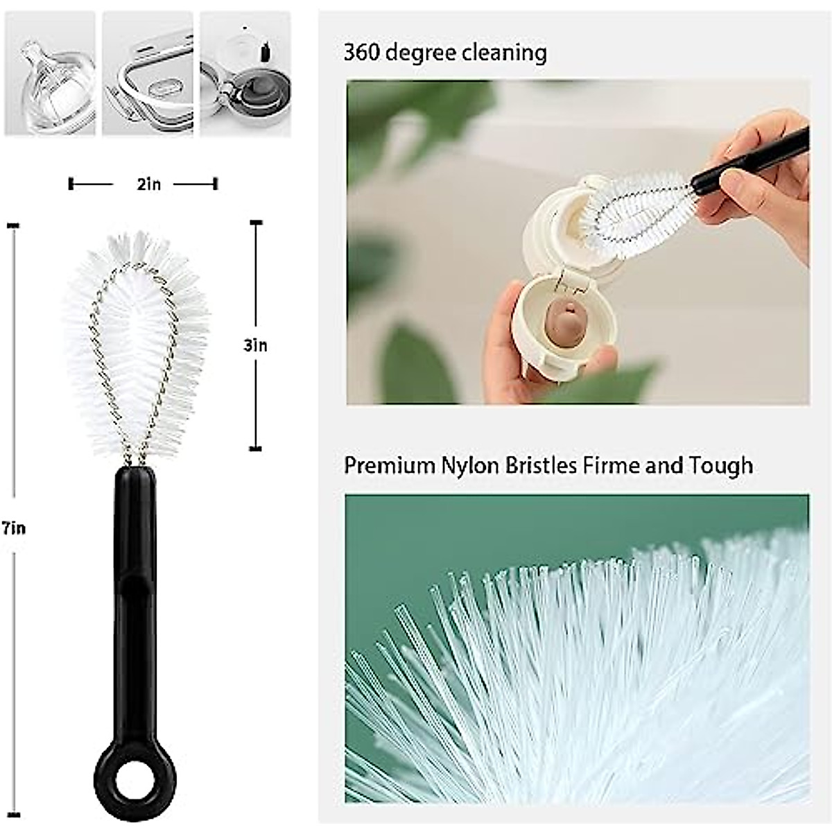 EAKAOAO Bottle Brush and Straw Cleaner Brush Set,7 Pcs Extra Long Water Bottle Cleaning Brush for Cleaning Baby Bottles,Straws, Narrow Neck Bottles, Wine Decanter,Pipes and Cup Cover