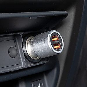 Wyssay Fast Mini Charger,36W Metal Car Charger Adapter, Dual Port USB Automobile Chargers Compatible with iPhone 13 12 11 Pro Max 8 Plus 7 6s, Samsung Galaxy S21/10/9/8/7,iPad (Sliver-2QC3.0)