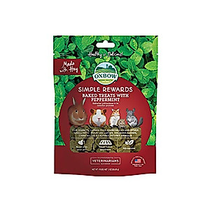 ---New Oxbow Simple Rewards All Natural Oven Baked Treats With Peppermint And Timothy Grass For Rabbits, Guinea Pigs, Hamsters And Other Small Pets 3 oz