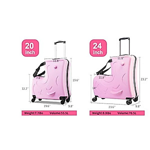 AO WEI LA OW Travel Suitcases PC Kids' Luggage Suitcase with Wheels Ride-On Rolling Trolley Case Fits to Kid 6-12 Years Old (Checkd-24-Inch)