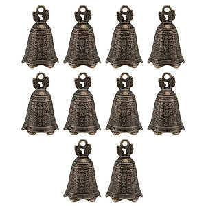 DOITOOL 10Pcs Vintage Bell Iron Bell Charm Craft Retro Bell Figurine Mini Jingle Bell Feng Shui Bell for DIY Wind Chimes Doorbell Keychain Pendants