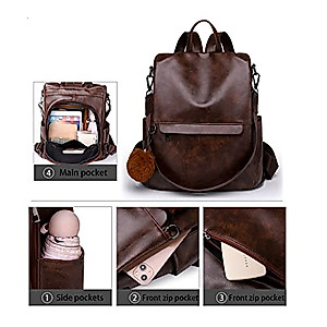 Logbagpa women Fashion backpack Purses PU Leather Anti Theft Large Ladies Handbags and Shoulder Travel Bags (1-BLACK)