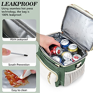 BAGNN Lunch Box for Women/Men, Expandable Insulated Lunch Bag Waterproof Leak-proof Cooler Tote for Work/Picnic/Beach,16L, Army Green