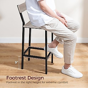 MAHANCRIS Bar Chairs, 25.6" Tall Counter Bar Stools, Set of 2 Bar Stools with Backrest, Kitchen Bar Stools with Footrest, for Dining Room, Bar, Easy Assembly, Greige BAHG03101