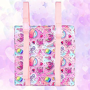 2PCS Toddler Booster Seat for Dining Table, Chair Increasing Cushion for Baby Kids, Washable Thick Chair Seat Pad Mat Strap, Portable Dismountable Adjustable Highchair Booster - Unicorn