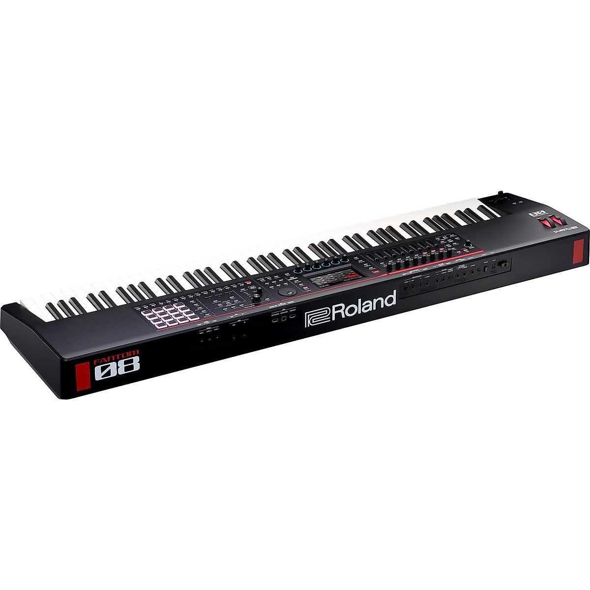 Roland Fantom-08 Synthesizer Keyboard - Bundle with Double Braced X-Style Keyboard Stand, Sustain Pedal, Instructional DVD, Online Piano Lessons, and Austin Bazaar Polishing Cloth