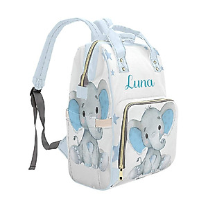 Personalized Elephant Baby Diaper Bag Backpack Name Custom Mommy Baby Bags Travel Daypack for Mom Gifts