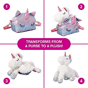 Unicorn Purse Pop Transforming Plush Unicorn Toy and Purse - for Girls Ages 3-8, Cute Kids Backpack and Toddler Purse, Birthday Girl Unicorn Stuffed Animal