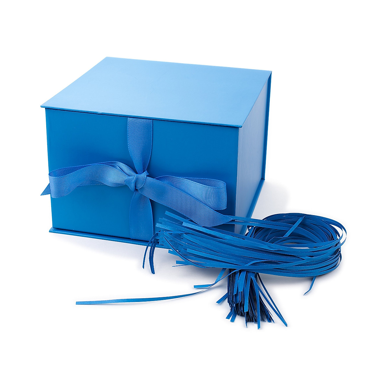 Hallmark 7" Gift Box with Lid and Paper Fill (Blue) for Hanukkah, Christmas, Holidays, Father's Day, Birthdays, Baby Showers and Graduations