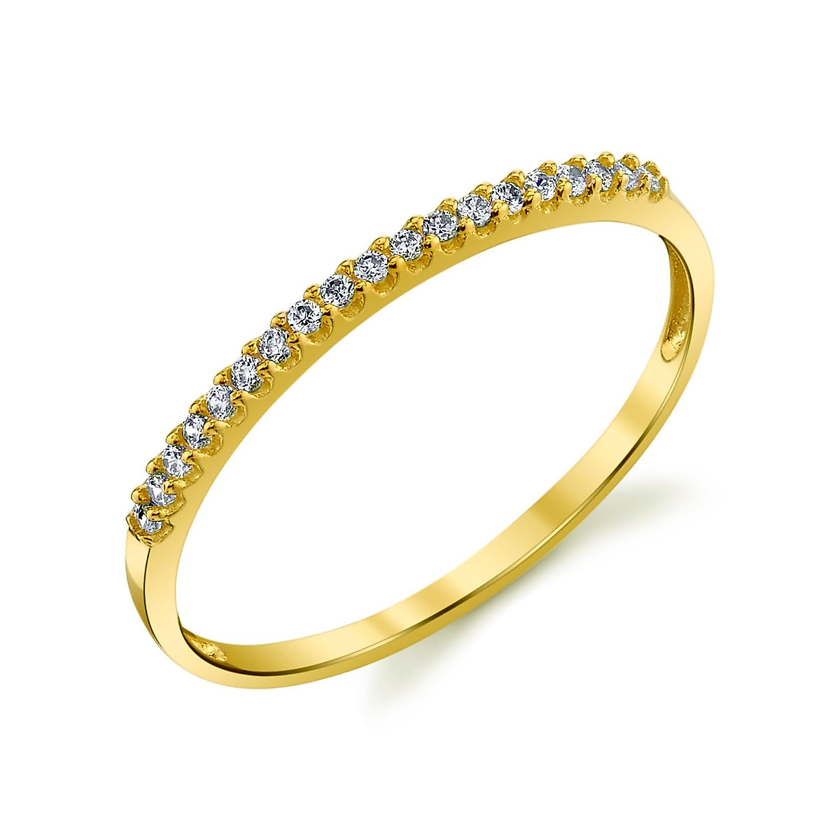 Tesori & Co 10k Yellow Gold Lightweight Dainty CZ Wedding Stackable Band Size 6